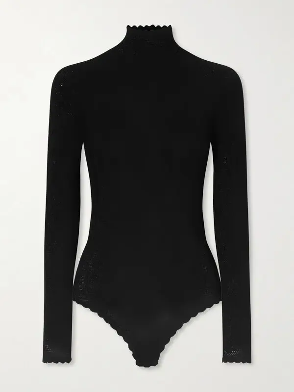 Givenchy Open-back Lace Turtleneck Bodysuit - Black