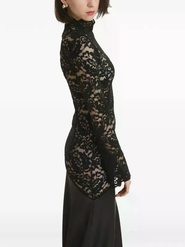 2310 STUDIO Lace Mock Neck Maxi Dress - Black