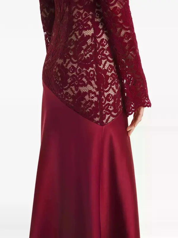 2310 STUDIO Lace Mock Neck Maxi Dress - Red