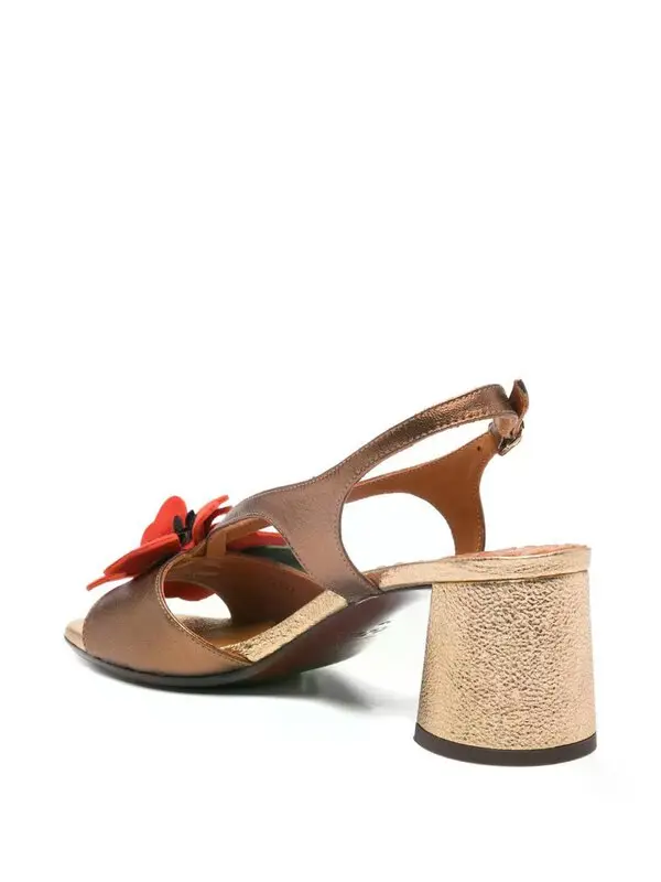 Chie Mihara Block Heel Slingback Sandals With Flower Detail