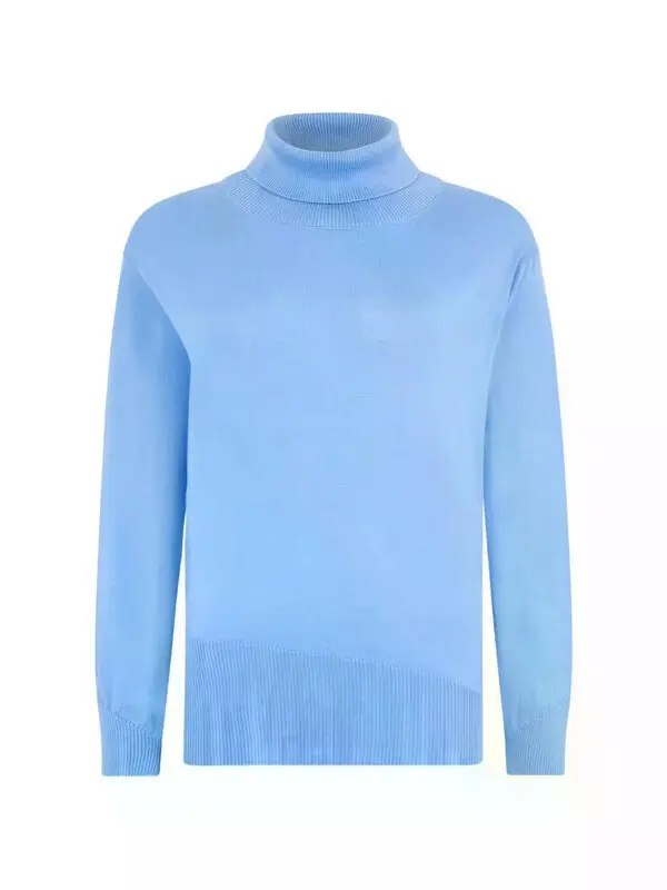 MOORER Ribbed Roll-neck Sweater - Blue