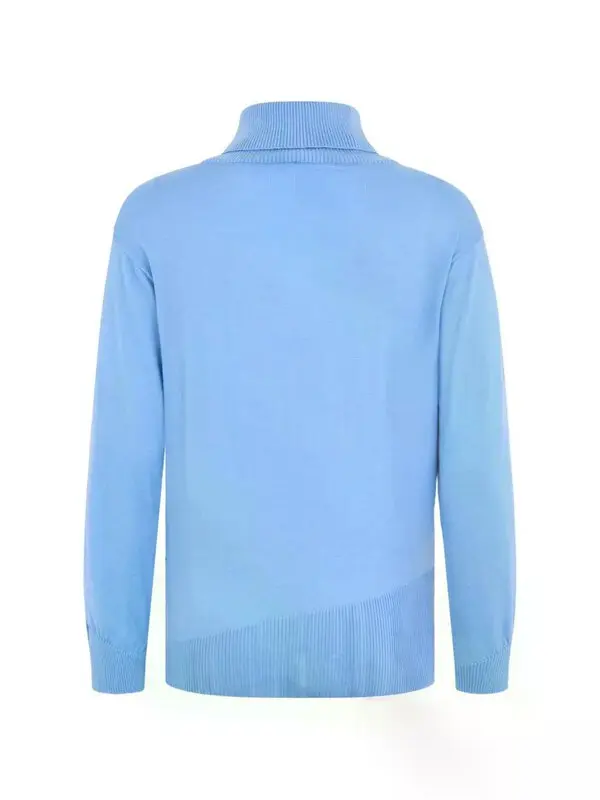 MOORER Ribbed Roll-neck Sweater - Blue