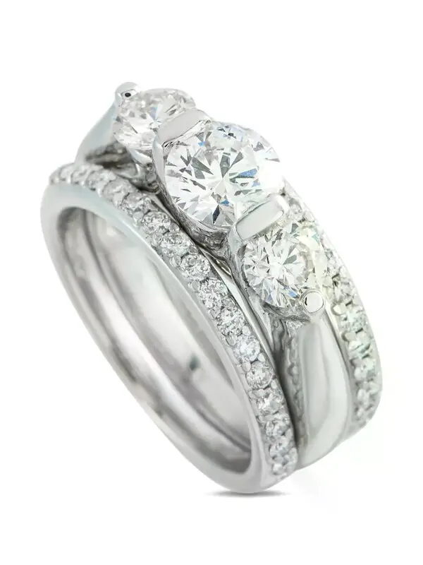 LB EXCLUSIVE Embellished Diamond Ring In 14k White Gold - Silver
