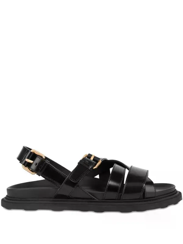 Moschino Brushed Calfskin Sandals With Adjustable Buckles