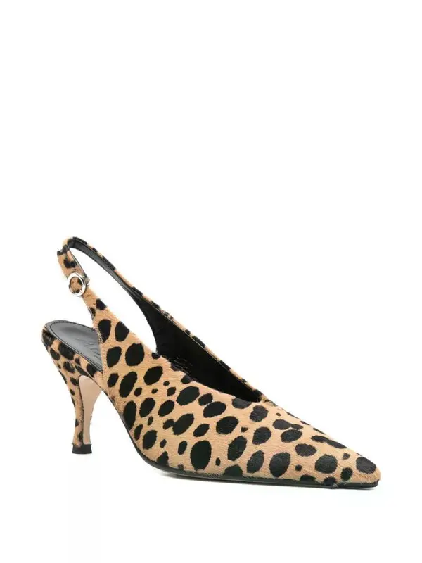 AeydĒ Carla Leopard Print Kitten Heel Slingbacks - Neutrals