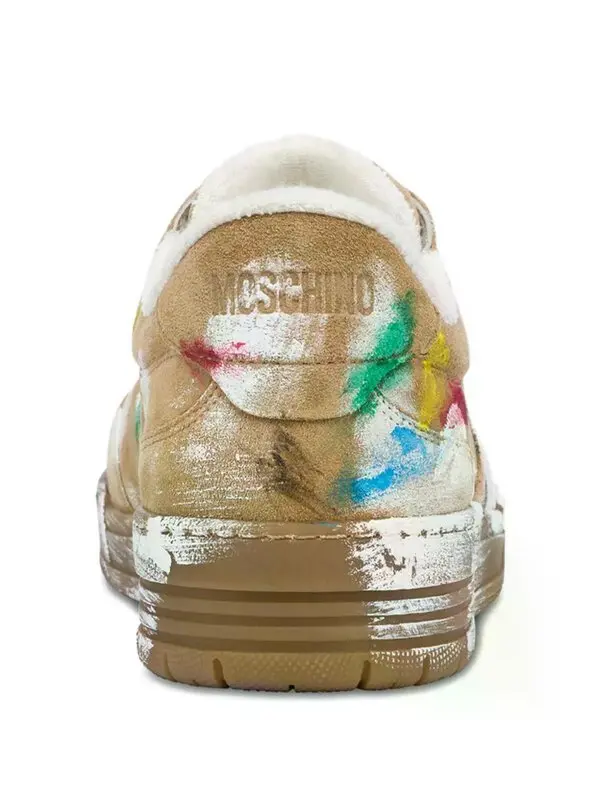 Moschino Painted Calfskin Leather Sneakers