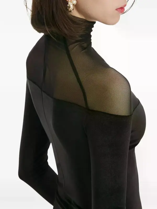 2310 STUDIO Mesh Velvet Bodysuit - Black