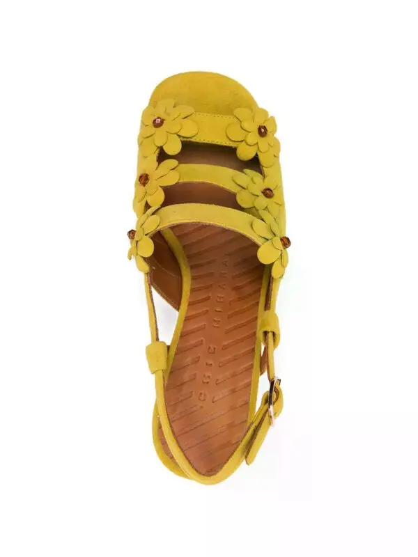 Chie Mihara Flower Perli Leather Sandals