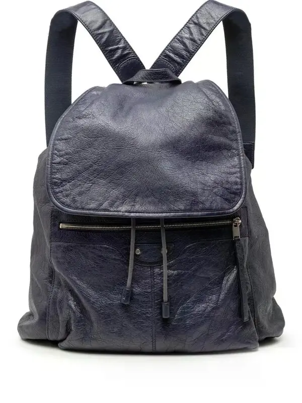 Balenciaga Lambskin Leather Classic Traveler Backpack - Blue
