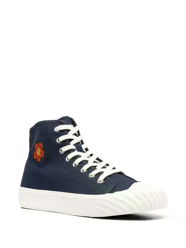 Kenzo Floral-patch High-top Sneakers - Blue