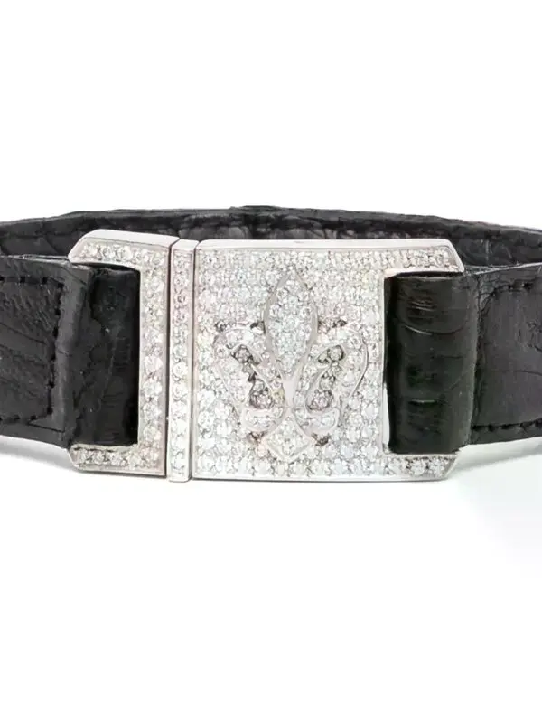 REWIND VINTAGE AFFAIRS Fleur-de-lis Leather Bracelet With Buckle Fastening