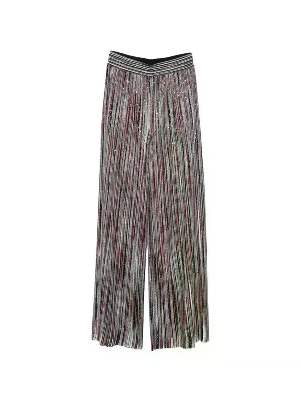 Missoni Striped Pattern Crystal Embellished Trousers - Silver
