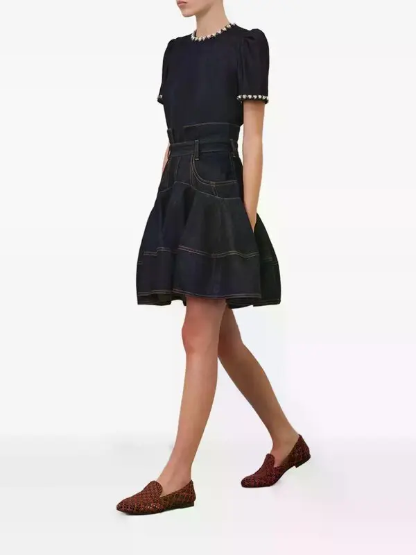 Zimmermann Embellished Puff Sleeve Denim Top