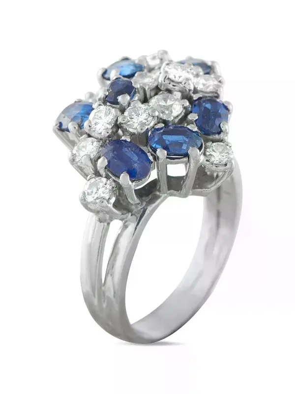 LB EXCLUSIVE 18k White Gold Diamond And Sapphire Ring - Silver