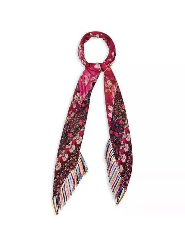 PIERRE-LOUIS MASCIA Floral Print Fringed Scarf - Red
