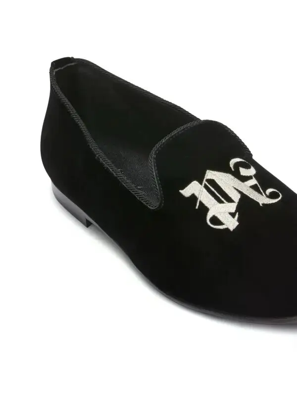 Palm Angels Monogram-embroidered Suede Loafers