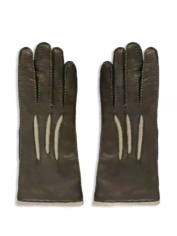 MOORER Stitch-detail Leather Gloves
