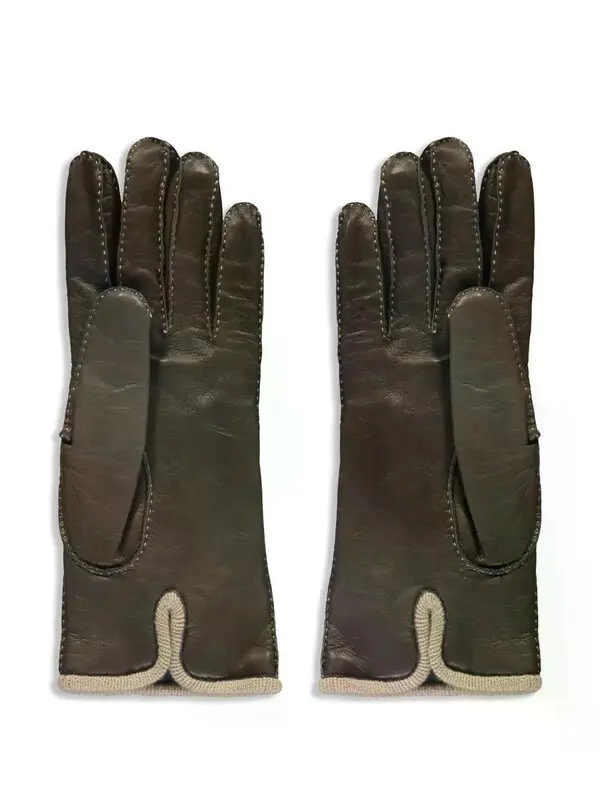 MOORER Stitch-detail Leather Gloves