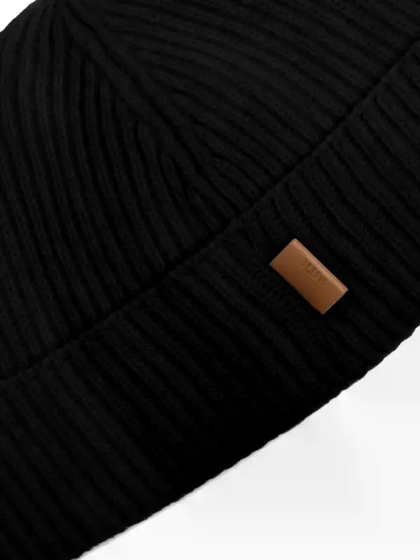 AMI Paris Wool Beanie With Leather Label