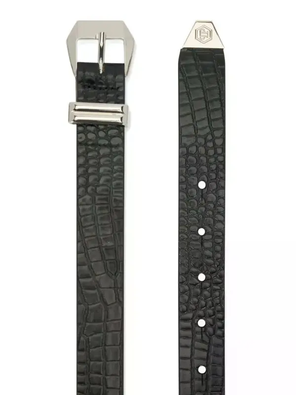 Philipp Plein Logo Detail Leather Belt