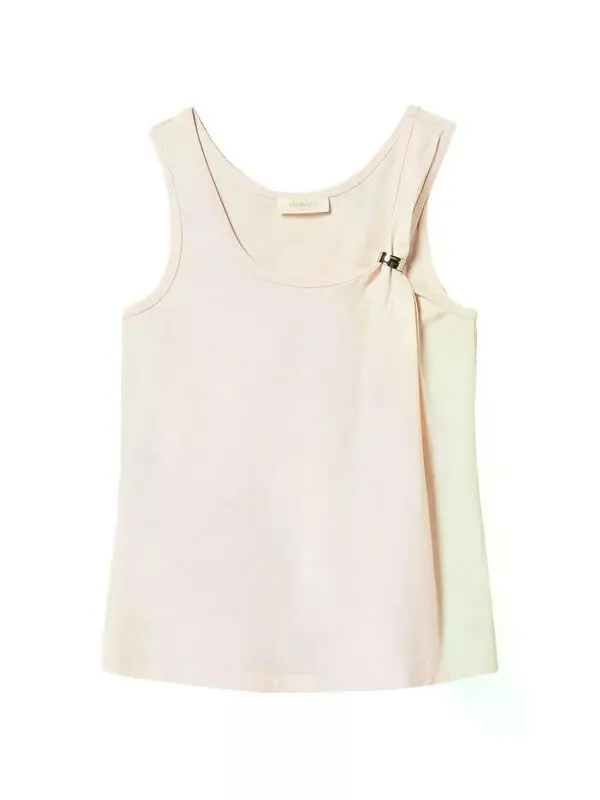 TWINSET Jersey Tank Top With Decorative Clip - Neutrals
