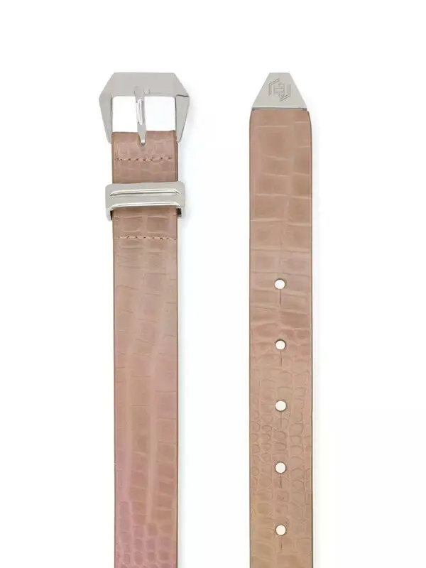 Philipp Plein Textured Leather Belt - Neutrals