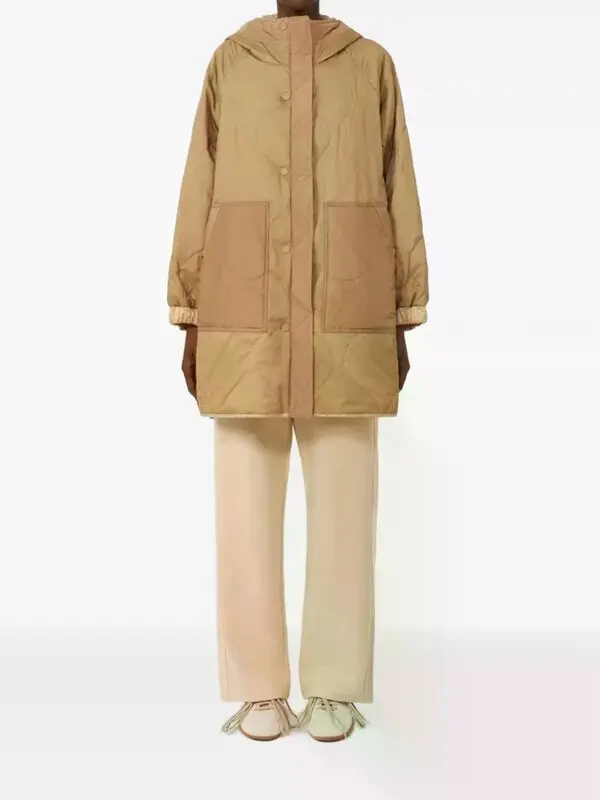 Max Mara Hooded Quilted Belted Coat