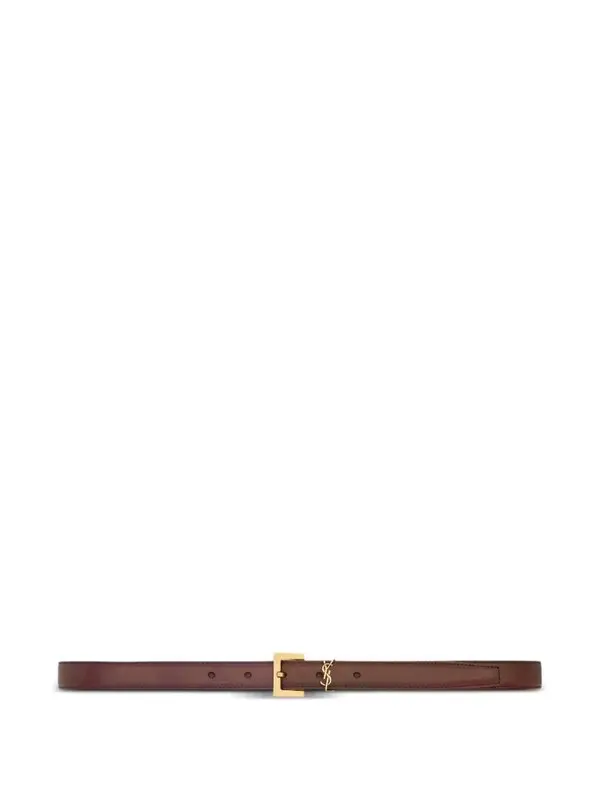 Saint Laurent Cassandre Leather Belt - Brown