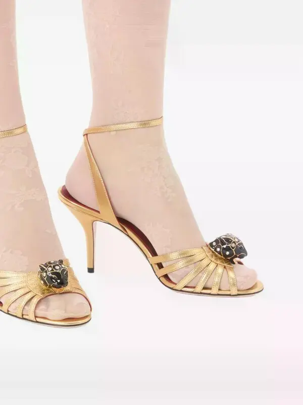 Valentino Garavani Tone Feline-head Strap Sandals - Gold