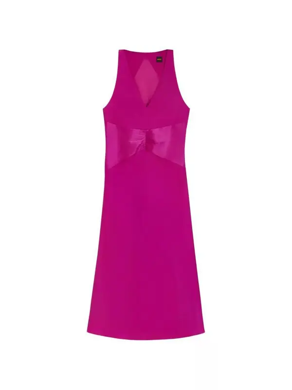BOSS V-neck Twisted A-line Midi Dress - Pink