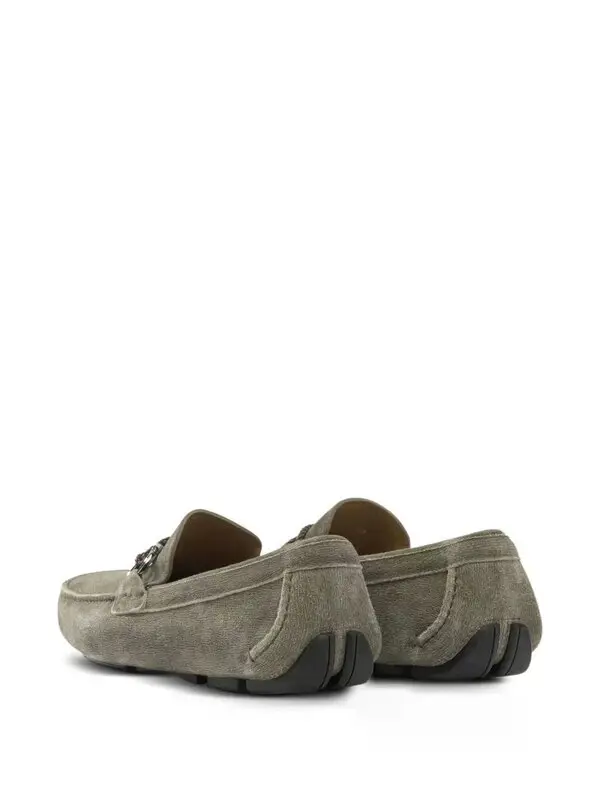 FERRAGAMO Braided Detail Loafers In Hammered Calfskin Leather