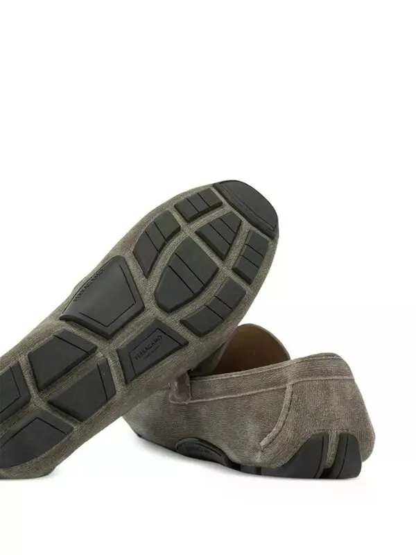 FERRAGAMO Braided Detail Loafers In Hammered Calfskin Leather