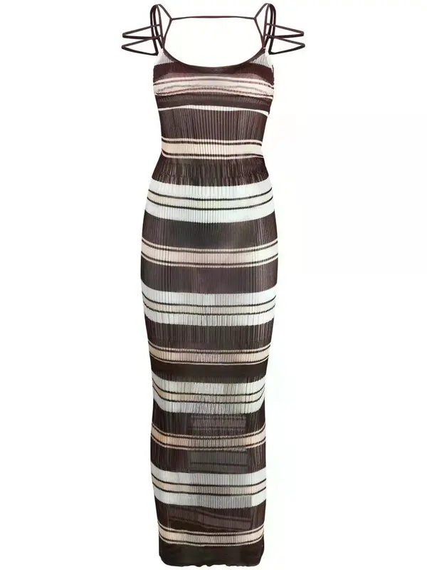 Jacquemus Sognu Striped Maxi Dress - Brown