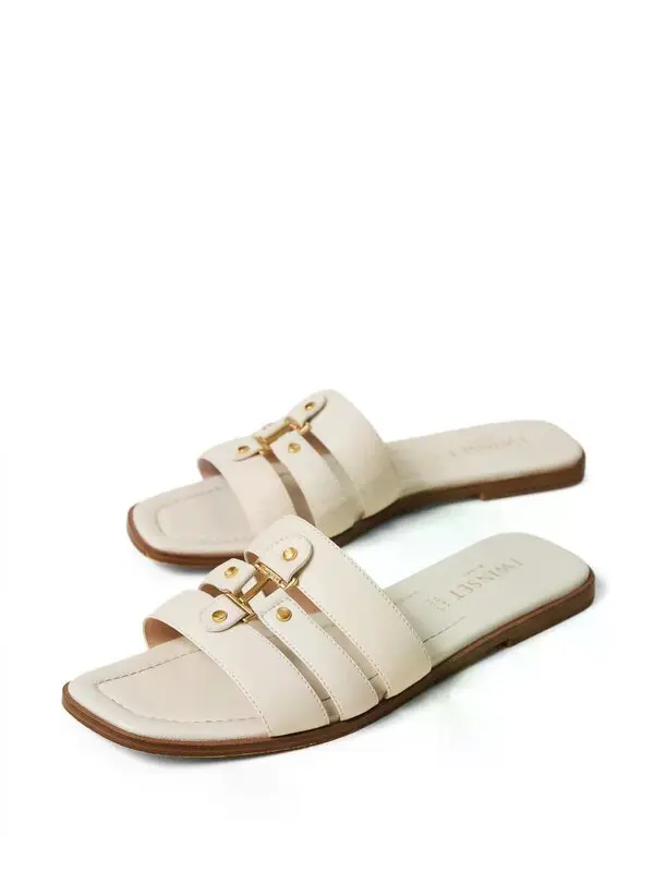 TWINSET Logo-detail Leather Sandals - Neutrals