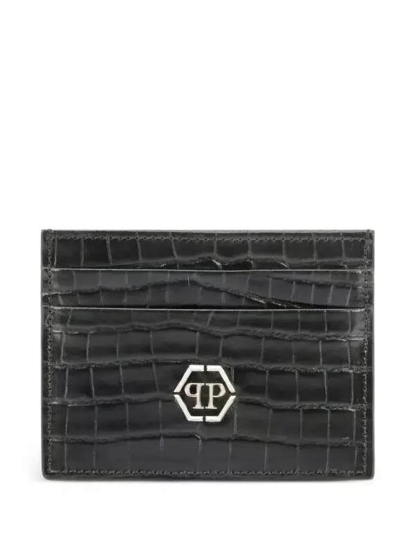 Philipp Plein Logo-plaque Leather Card Holder - Black