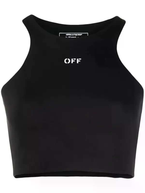 Off-White Logo-print Cropped Tank Top - Black