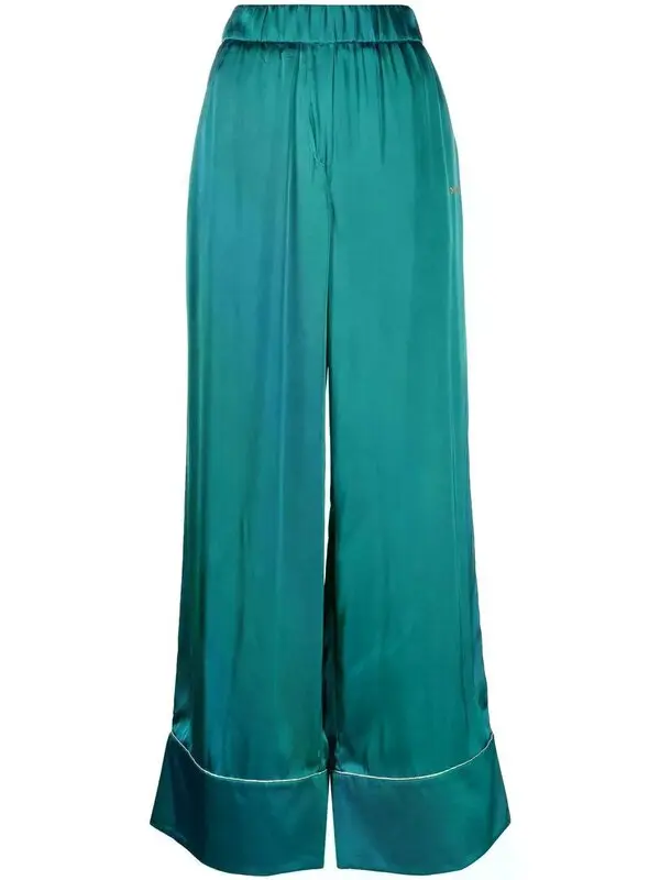 Off-White High-waisted Palazzo Trousers - Green