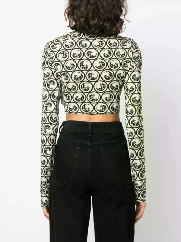 Off-White Crescent Moon Print Cropped Top