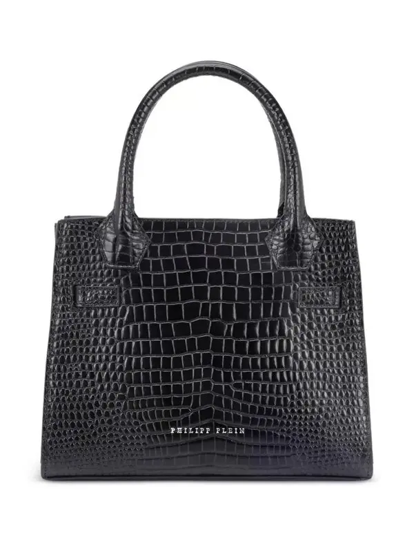 Philipp Plein Crocodile Effect Logo Tote Bag