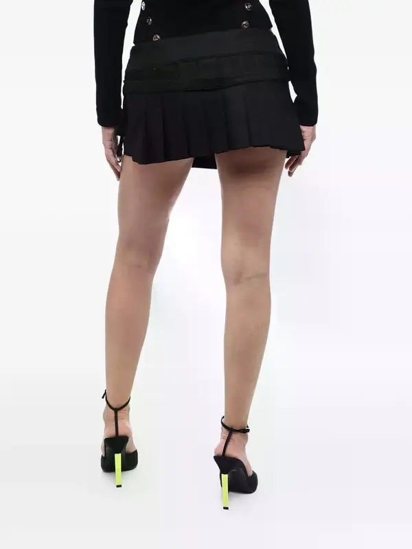 Off-White Pleated Mini Skirt With Buckle Detail