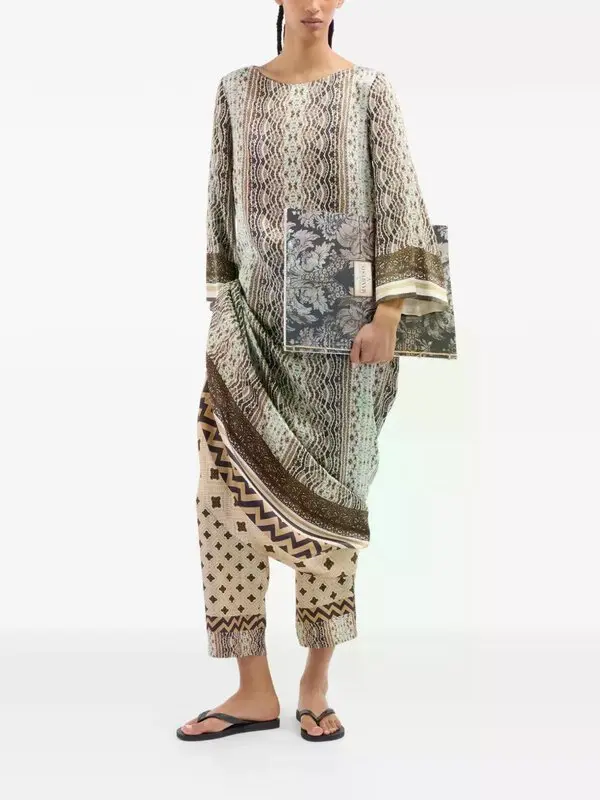 PIERRE-LOUIS MASCIA Geometric Floral Midi Dress