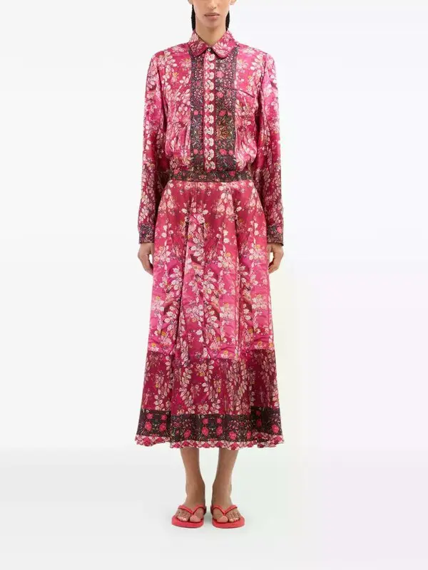 PIERRE-LOUIS MASCIA Floral A-line Midi Skirt