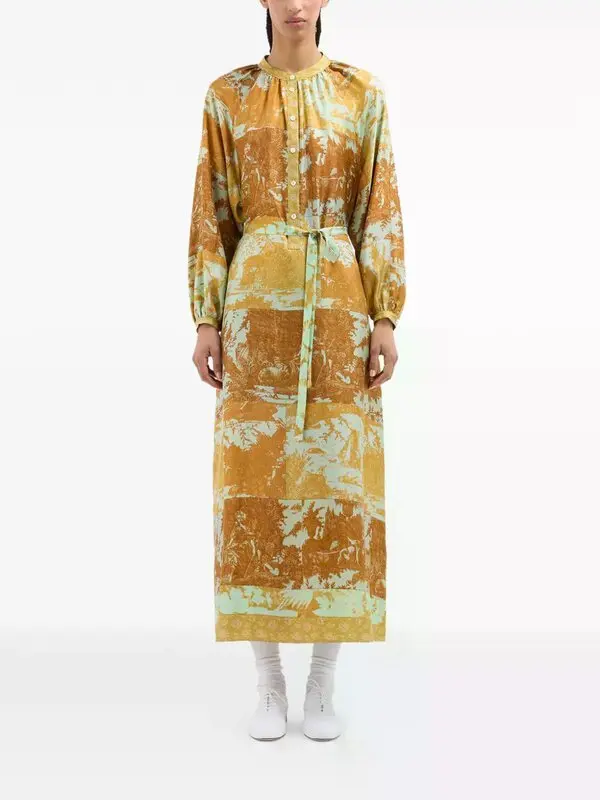 PIERRE-LOUIS MASCIA Belted Floral-print Maxi Dress