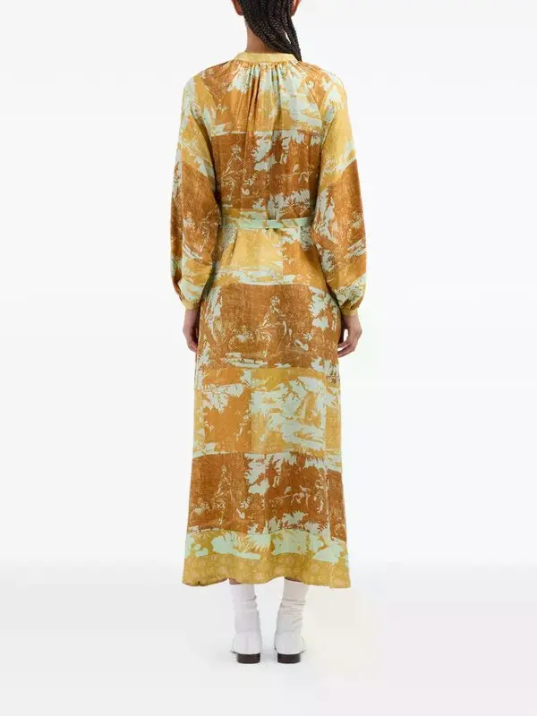 PIERRE-LOUIS MASCIA Belted Floral-print Maxi Dress