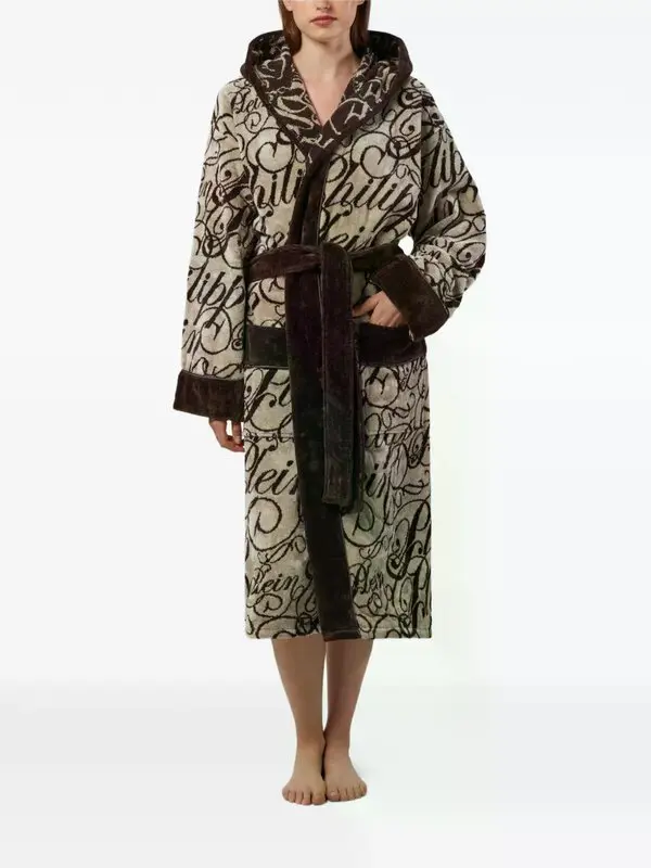 Philipp Plein Hooded Signature Bath Robe