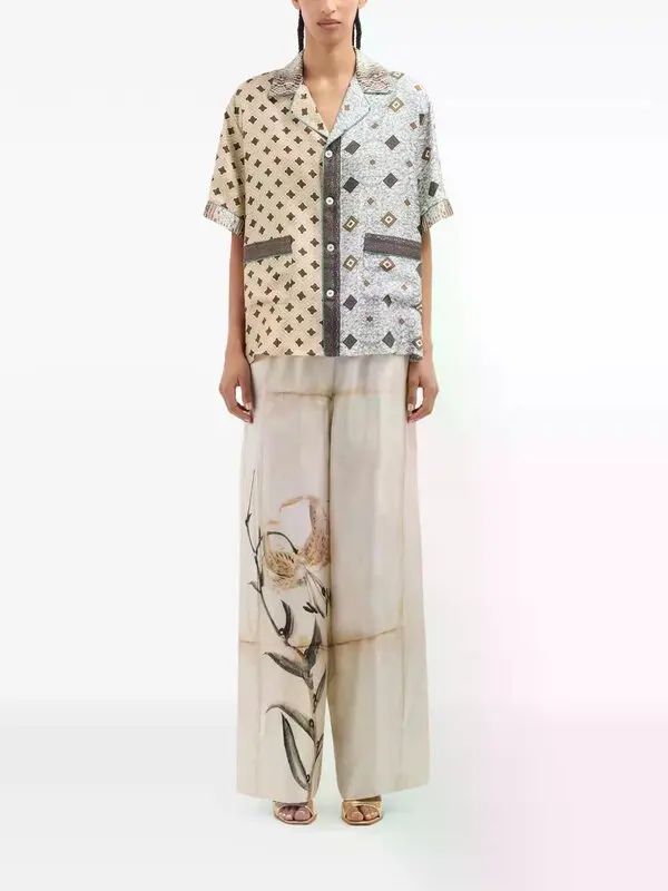 PIERRE-LOUIS MASCIA Aloe Geometric Print Camp Collar Shirt