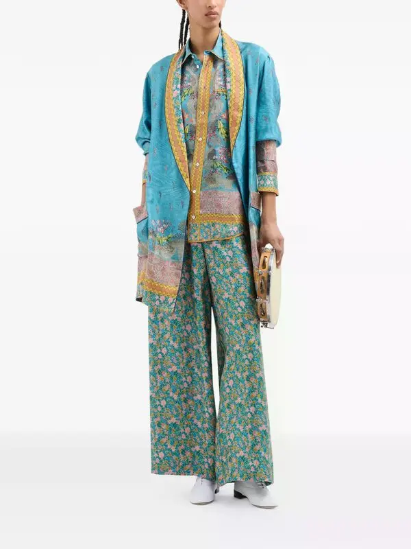 PIERRE-LOUIS MASCIA Long Sleeve Floral Print Shirt - Blue