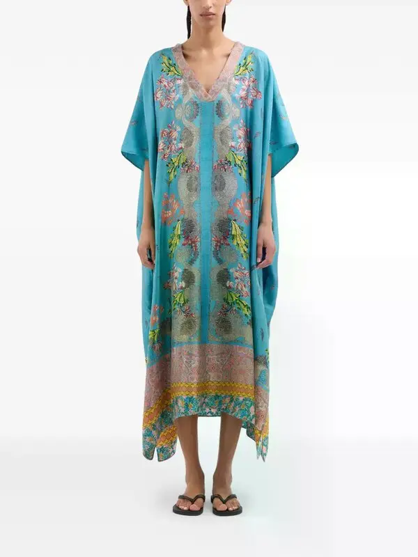 PIERRE-LOUIS MASCIA Aloe Floral Print Midi Dress - Blue