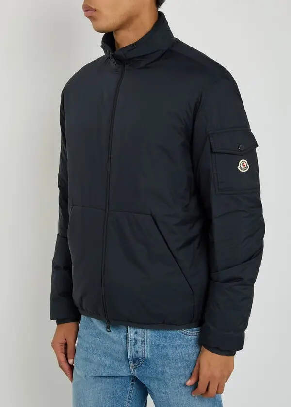 Moncler Padded Zip-up Jacket With Packable Hood - Navy