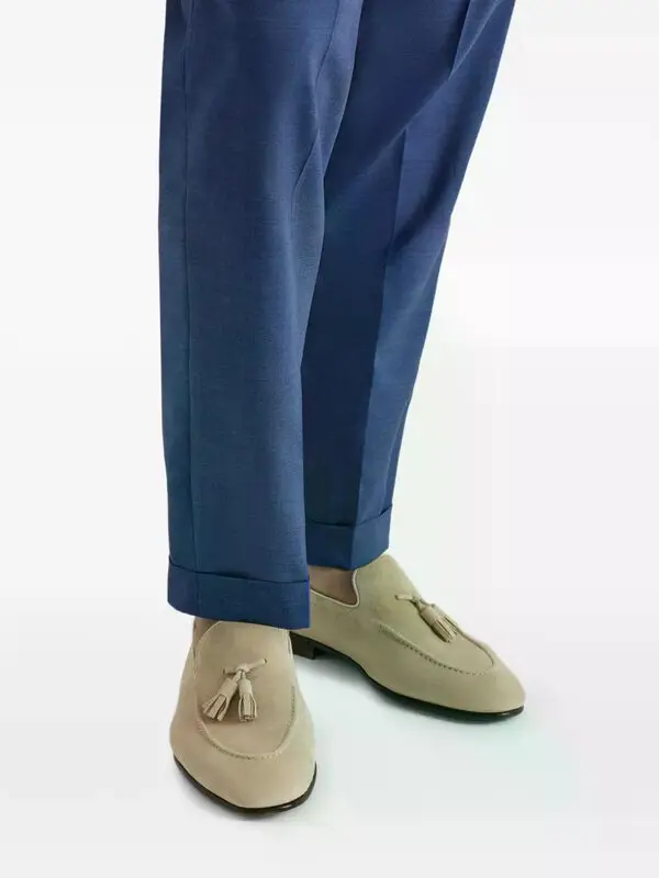 Brunello Cucinelli Beige Suede Tassel Loafers